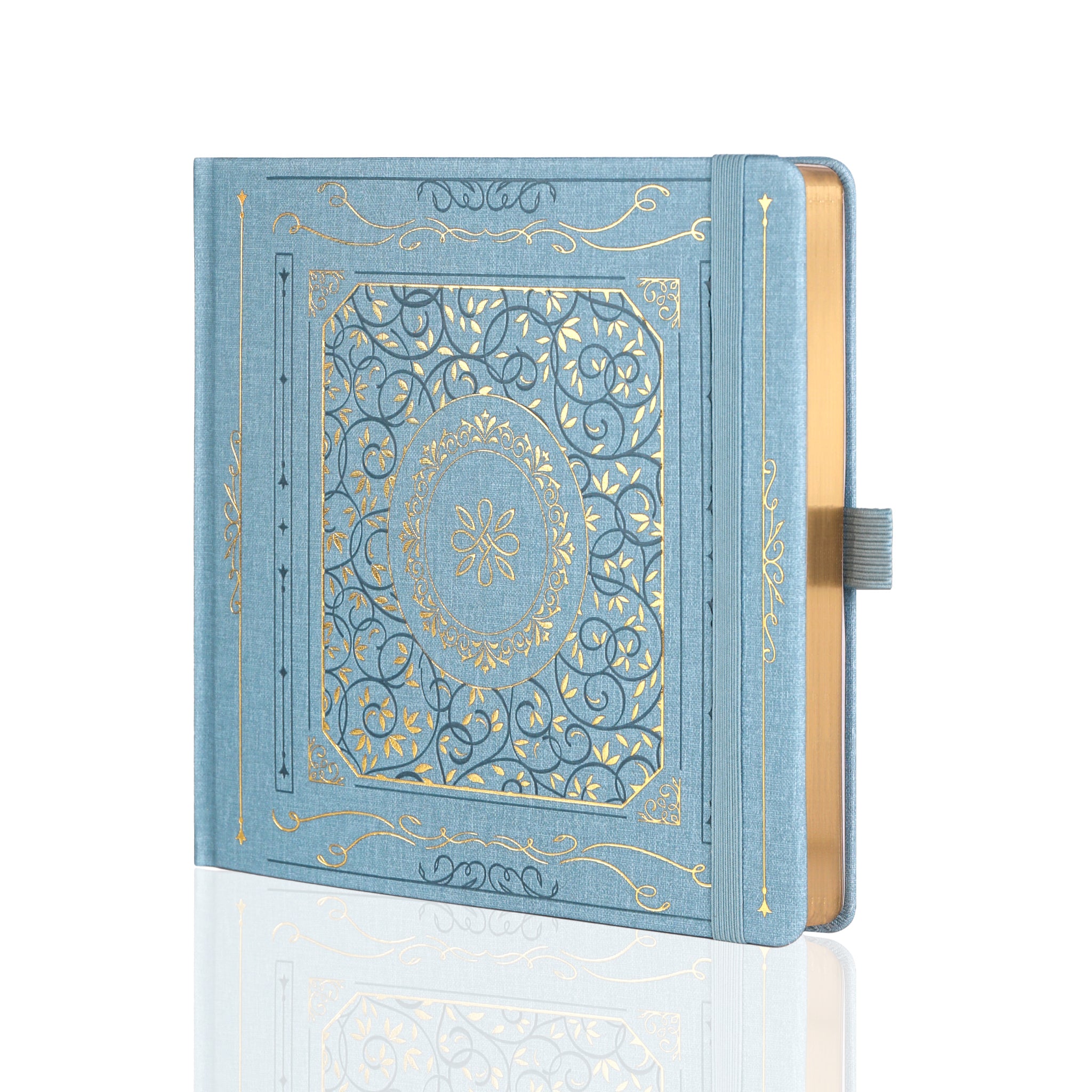 8x8 Square Gold Vintage Dot Grid Notebook - Blue – tiefossi