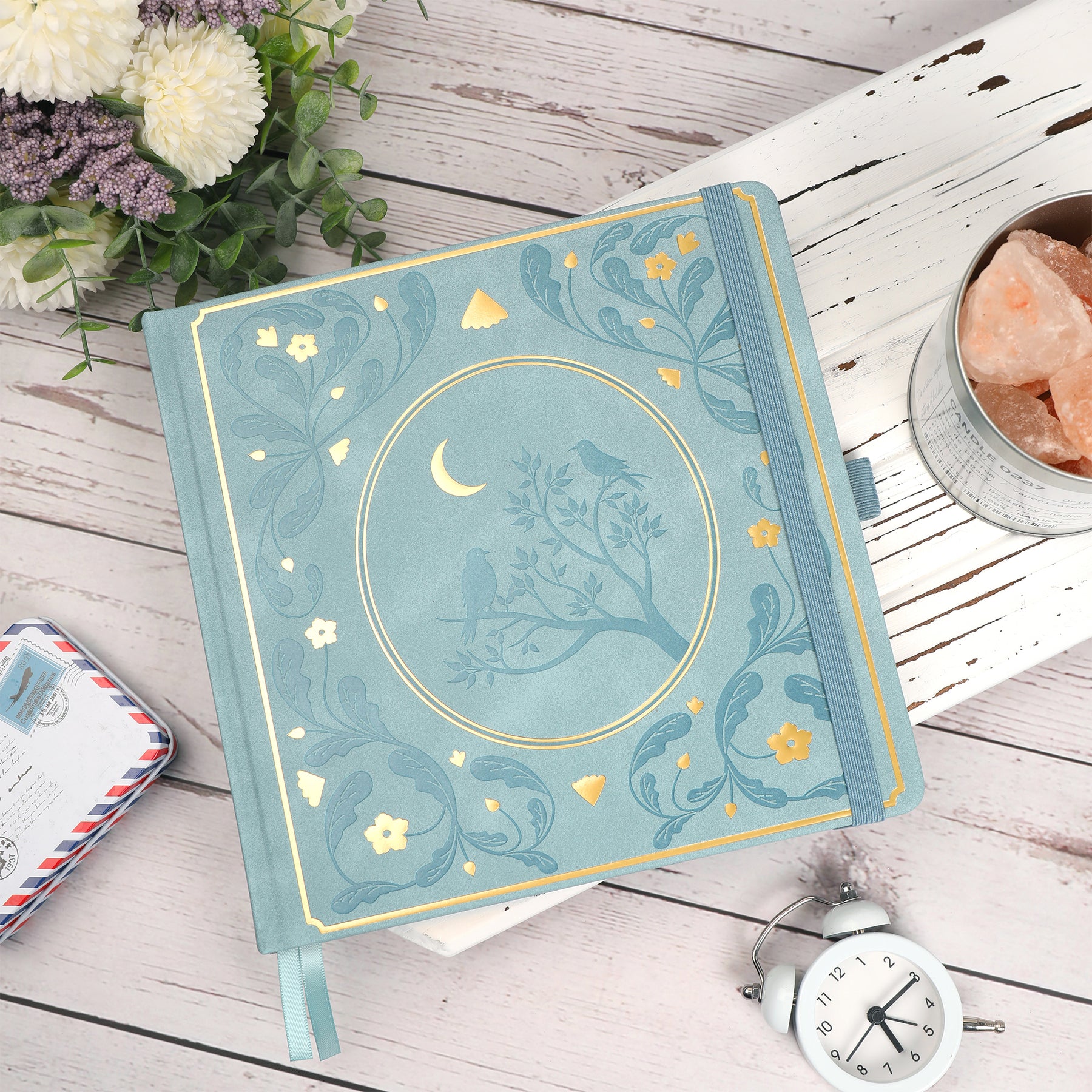 8x8 Square Moonlight Melody Dot Grid Notebook - Light Blue – tiefossi