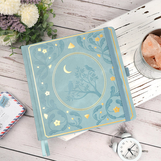 8x8 Square Moonlight Melody Dot Grid Notebook - Light Blue – tiefossi