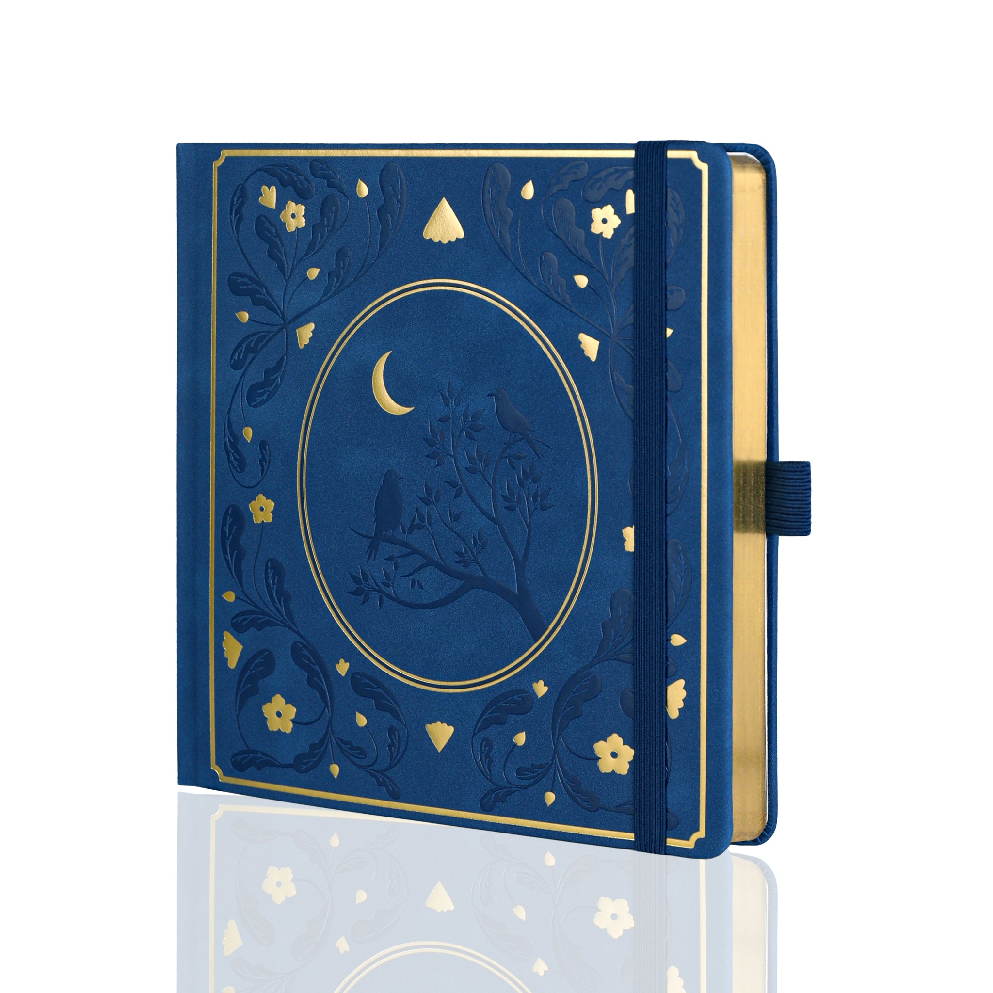 8x8 Square Moonlight Melody Dot Grid Notebook - Navy – tiefossi