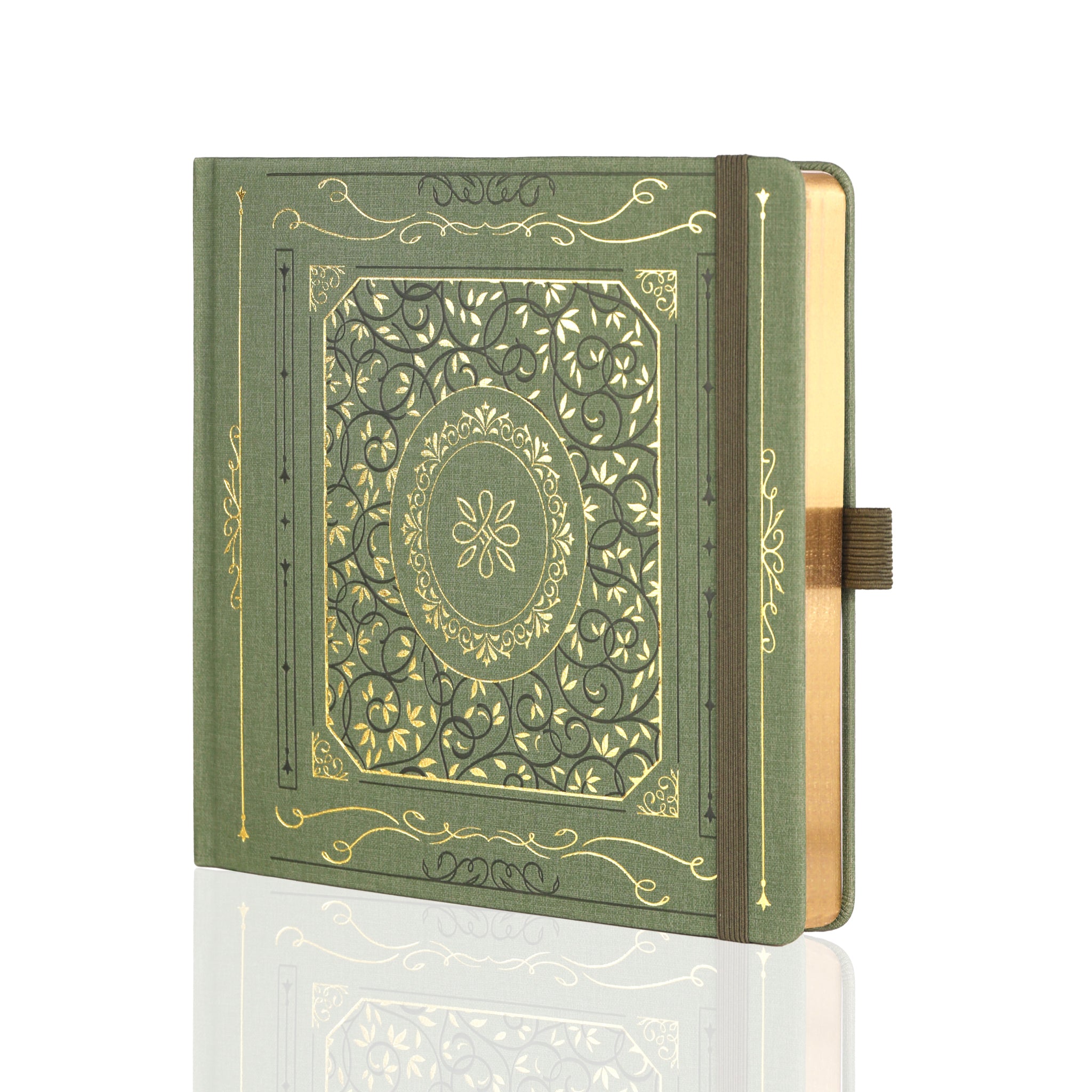 8x8 Square Gold Vintage Dot Grid Notebook - Green – tiefossi