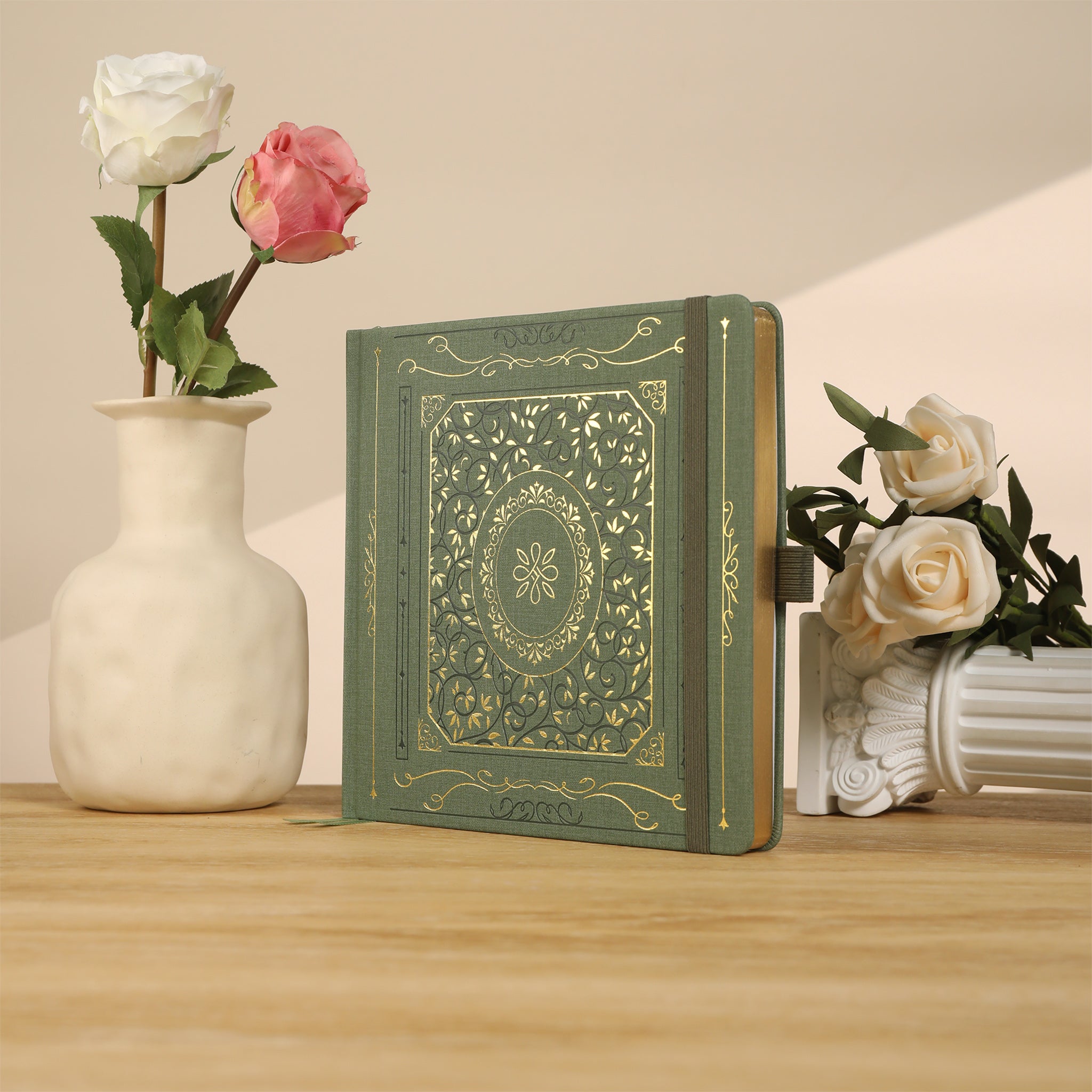 8x8 Square Gold Vintage Dot Grid Notebook - Green – tiefossi