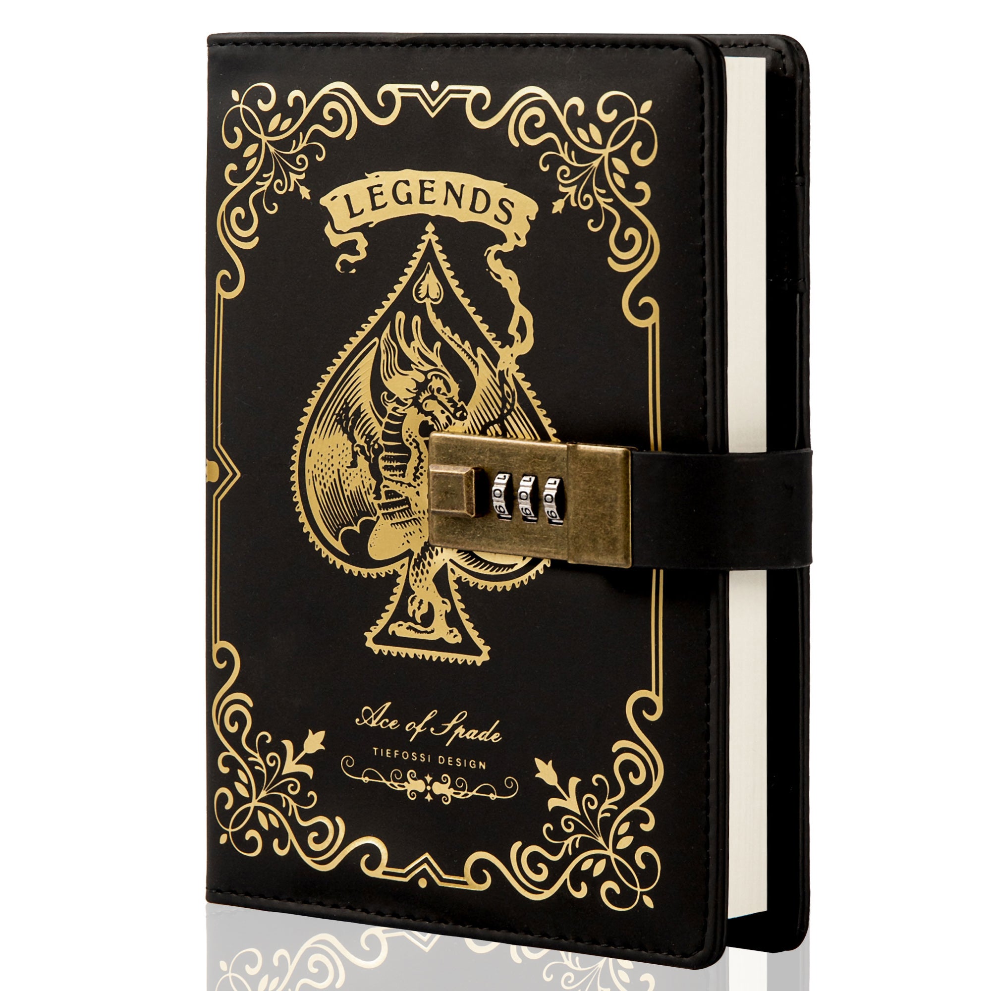 Dragon Legends Leather Lock Journal - B6 - Ruled - Black – tiefossi